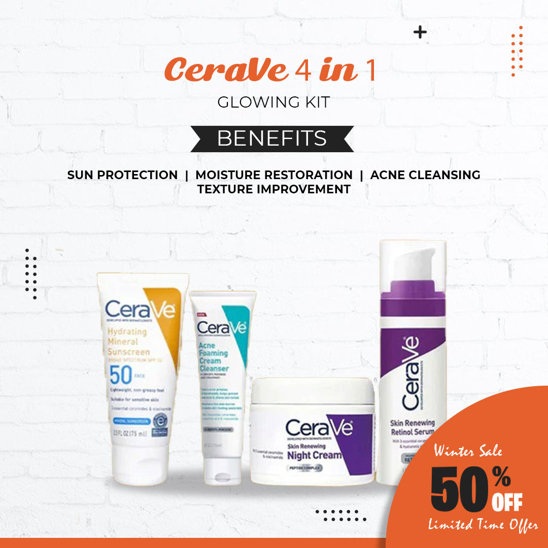 CeraVe 4 in 1 deal box - Includes Cleanser, SPF 50 Sunblock, Whitening